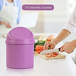 HERCHR Mini Trash Can with Lid, Mini Wastebasket Trash Can Tiny Countertop Garbage Bin Tiny Countertop Trash Can with Swing Lid for Home Office