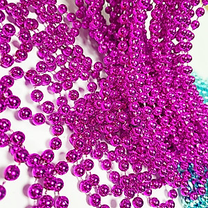 POHU Baby Gender Reveal Beads Supplies 6mm Round 33 Inch Baby Blue Hot Pink for Baby Shower Announcement Party Set of 50