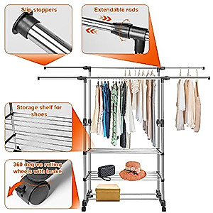 iMounTEK Garment Shelf Extendable Garment Hanging Rack