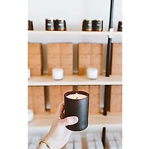 Calyan Wax Soy Wax Candle, Musk & Teakwood Scented Candle for The Home | Premium Candle with Essential Oils | 10.2 oz 75 Hour Burn Time | Soy Candle in Matte Black Jar, Gift for Men