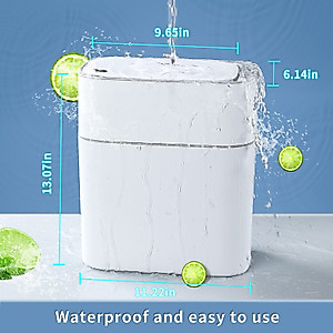 MOPUP Touchless Bathroom Trash Cans, Waterproof Motion Sensor Bedroom Garbage Can, 3.5 Gallon Slim Plastic Narrow Small Dogproof Trash Bin for Office,Living Room,Kitchen, White