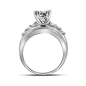 Jewels By Lux 10kt White Gold Womens Princess Diamond Cluster Bridal Wedding Engagement Ring 1/2 Cttw Ring Size 9