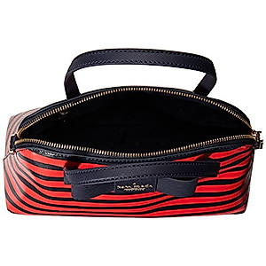 kate spade new york Julia Street Stripe Maise Satchel Bag, Rich Navy/Cherry Liqueur, One Size