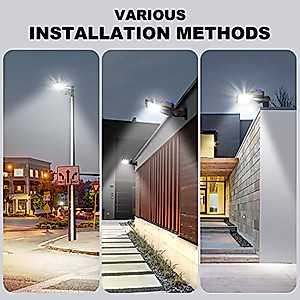 150W LED Parking Lot Light with Allen Wrench Flood Lights Outdoor with Dusk to Dawn Sensor Exterior Light Fixture with Adjustable Arm Mount Yard Lights 5000K IP65 Waterproof Security Lights 3 Pack