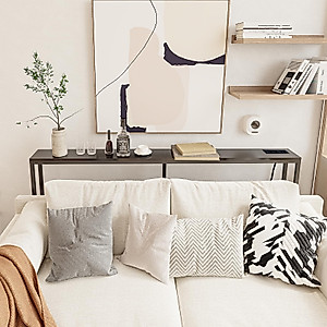 SUCRSIXBRO Console Table with Charging Station, 78.7" Narrow Sofa Table, Entryway Table with Outlets and USB Ports,Easy Assembly,Living Room, Bedroom,Black