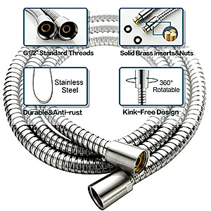 BRIGHT SHOWERS High Pressure Handheld Shower Head Set, Hand Held Showerhead with 60 Inch Flexible Shower Hose and Adjustable Shower Arm Mount Bracket, Detachable Shower Wand, Brushed Nickel
