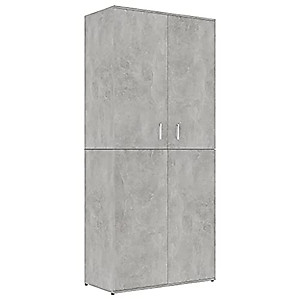 Shoe Cabinet Storage File Rack Organizer for Filing Kitchen Bathroom Toilet Pantry Corner Home Holder Shelf Outdoor Indoor Wall Garage Lock Concrete Gray 31.5"x15.4"x70.1" Chipboard
