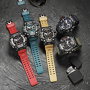 AIMES Men's Watches Tactical Outdoor Sports Waterproof Military Watch Analog Digital Date Multi Function Large Dual Display Mens Wristwatch