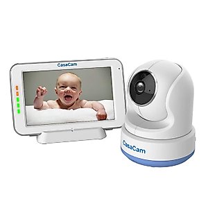 CasaCam BM200 Video Baby Monitor with 5" Touchscreen and HD Pan & Tilt Camera, Two Way Audio, Lullabies, Nightlight, Automatic Night Vision and Temperature Monitoring Capability