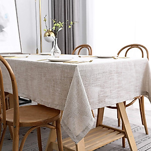 maxmill Flaxy Faux Linen Table Cloth with 2-Tone Slubby Texture Wrinkle Resistant Anti-Shrink Soft Tablecloth for Kitchen Dining Tabletop for Buffet Banquet Parties Rectangle 52 x 70 Inch Linen