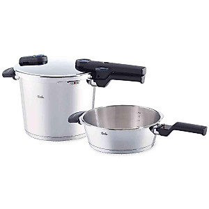 Fissler Vitaquick Pressure Cooker & Pressure Skillet - 2.6 Qt & 6.3. Qt - Made in Germany - For All Cooktops - Safe & Intuitive Design - Pressure Cooker Pot Steel
