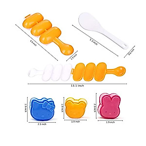 Sushi Shake Rice Ball Mold, Animal Shapes Sushi Mold (3 Pcs + 1 Pcs) Diy Tool Kitchen Sushi Tool