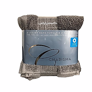 Charisma 2 Luxury Hand Towels & 2 Wash Cloths Gunmetal Grey