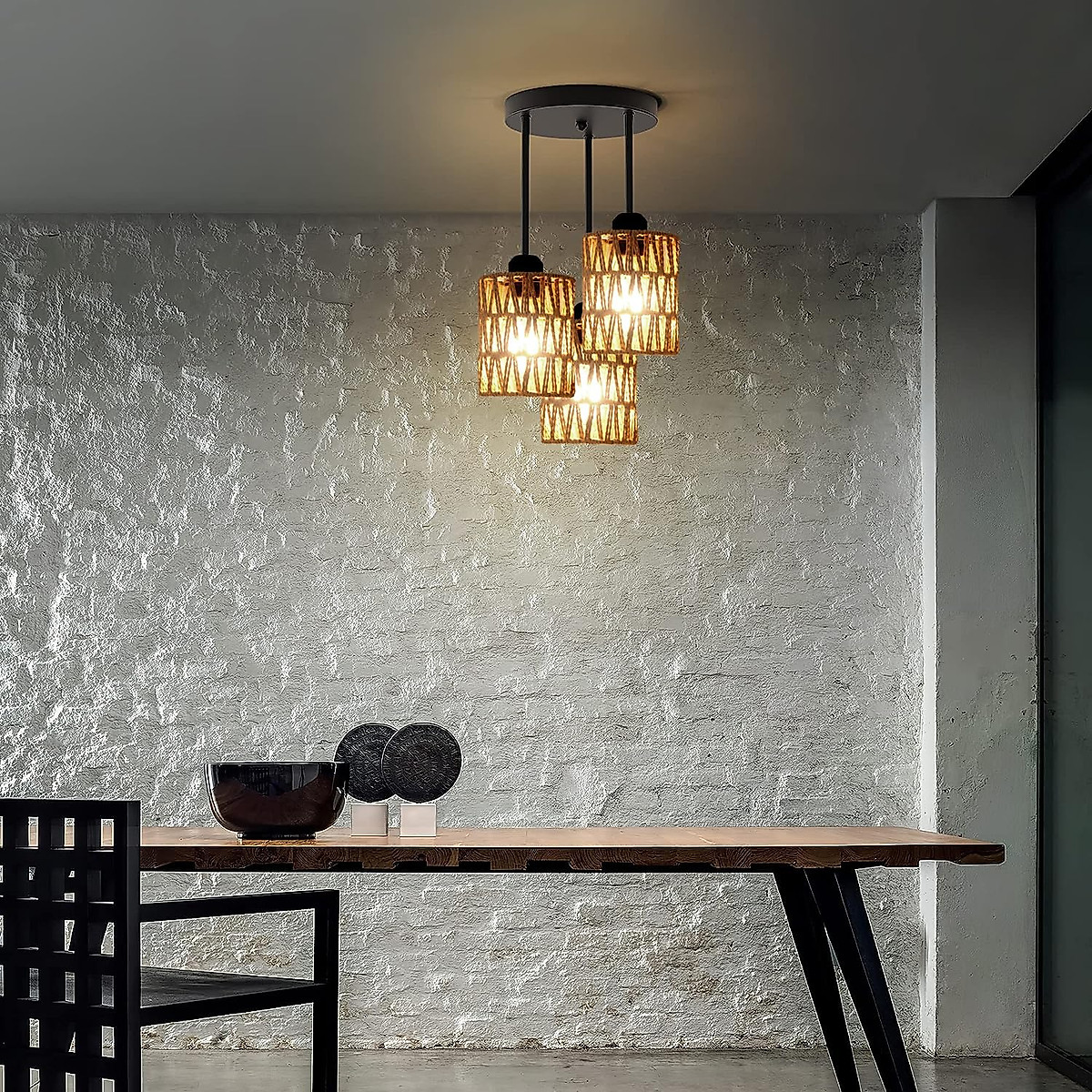 2 Pack Rattan Lamp Shade, Retro Small Wicker Lamp Shade Replacement, 6in Height, 4.9in Diameter, Woven Lampshade for Floor Lamps, Pendant Light, Chandelier, Desk lamp, Wall Sconces Light Fixture