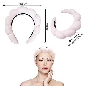 LIVETA 4 PCS Sponge Spa Headband for Women Washing Face,Makeup Headbands, Non Slip Puffy&Terry Cloth Fabric Hairband,Skincare Headbands for Girls Makeup, Thick Thin Headband for Makeup Removal(pink)