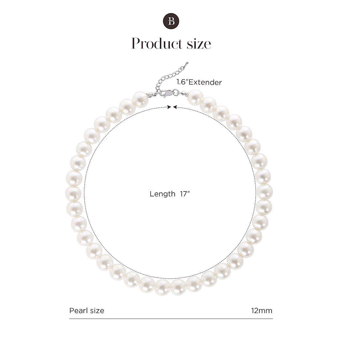 BABEYOND Round Imitation Pearl Necklace Wedding Pearl Necklace for Brides