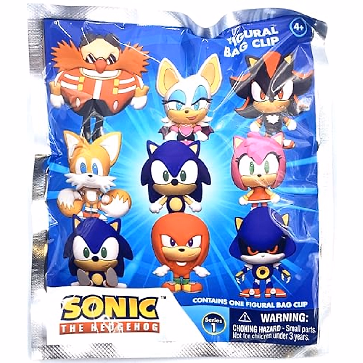 Monogram Sonic the Hedgehog - 3D Foam Figural Bag Clip in Blind Bag - Keychain - Sonic Tails, Knuckles, Amy and More..., Multicolor, 2.5"