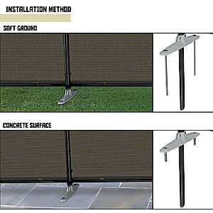 TANG 6'x24' Outdoor Privacy Fence with Iron Poles Ground Spikes Outdoor Divider Dog Fence for Garden Backyard Patio Yard Barrier Boarder, Brown