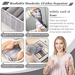 ULENDIS 9 Pack Wardrobe Clothes Organizer for Drawers, Foldable Clothes Drawer Mesh Separation Box, Drawer Dividers for Clothes Pants Jeans T Shirt (2Jeans+2Bra+(Legging+Shirt+Panties+Sock)*1)