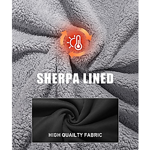 SCODI Hoodies for Men Heavyweight Fleece Sweatshirt - Full Zip Up Thick Sherpa Lined Black Grey XL