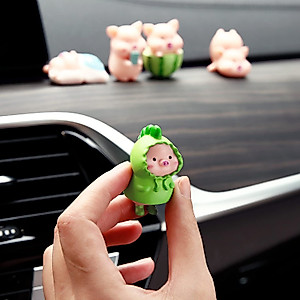 YGMONER 5 pcs Mini Piggy Figures Cute Car Dashboard Ornaments for Car Garden Cake Decoration (A)