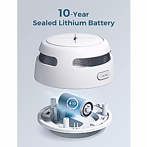 Smoke Detector 10-Year Battery with Test/Silence Button, AEGISLINK Fire Alarm with Photoelectric Sensor, Low Battery Warning, S500 (Independent, 1-Pack)
