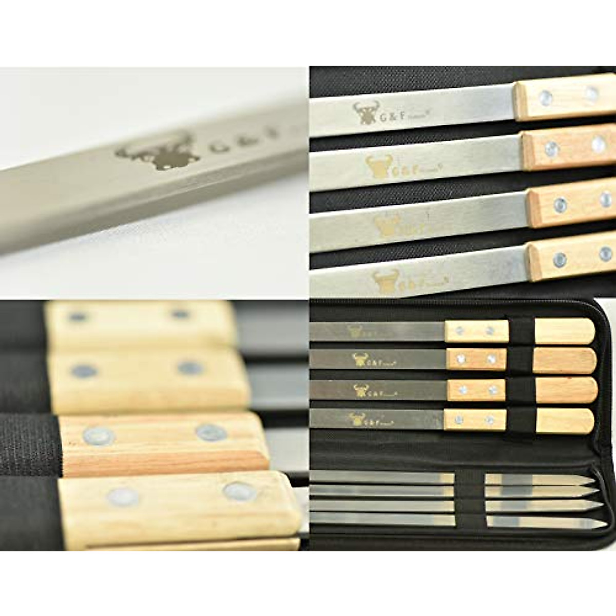 G & F Products 25619 2020 23 Inch Long 5/8 Inch Wide 2mm Thin Stainless Steel BBQ Skewer 8 Piece, Silver