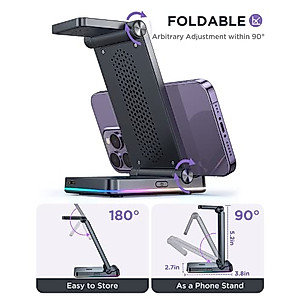 3 in 1 Wireless Charging Station, JOYROOM【Foldable & Double Coil】 Foldable Wireless Charger Compatible with iPhone15/14/13 Pro Max, Apple Watch Ultra/8/7/6/5, and Airpods Pro/2nd/3