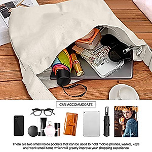 Ndeno Womens Canvas Shoulder Bags Crossbody Hobo Tote Bags Large Handbags Casual Shopping Work Travel Bag (Beige)