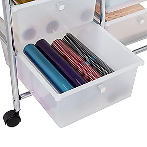 XDONE Rolling Storage Cart and Organizer with 12 Plastic Drawers，Clear，25.31 Lx 15.16W x 32.09H