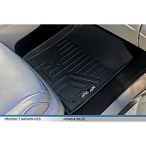 MAXLINER Custom Fit Floor Mats 3 Row Liner Set Black for 2016-2021 Honda Pilot 8 Passenger Model (No Elite Models)