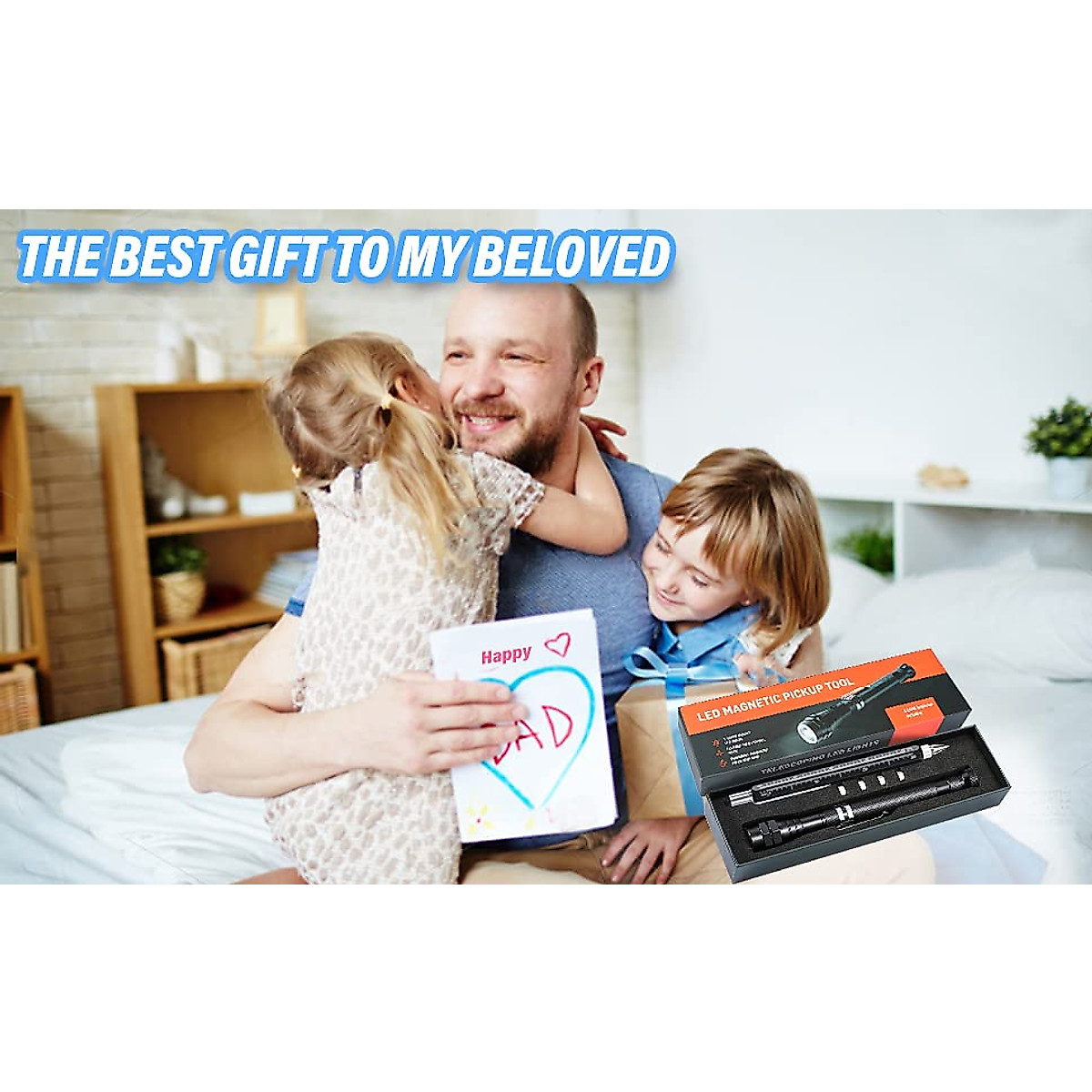 FLY2SKY Christmas Stocking Stuffer for Dad Cool Gadgets Christmas Dad Gift Men Husband LED Light Magnetic Pickup Tool + 6 in 1 Multitool Pen Stocking Stuffers Gifts for Men Who Has Everything