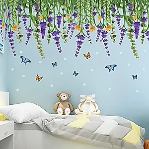 Amaonm Removable 3D Waterproof Green Plants Grass and Dandelion Wall Decals DIY Peel and Stick Decor Wall Sticker for Kids Girls Baby Bedroom Living Room Kindergarten Nursery Classroom Decoration