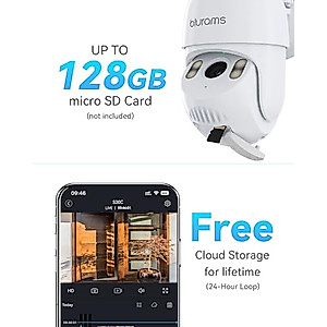 blurams 2K Security Camera Outdoor, 360° PTZ Cameras for Home Security Outside with Motion Detection Tracking, Color Night Vision, Two-Way Audio, IP66 Weatherproof, 2.4GHz Wi-Fi, Works with Alexa