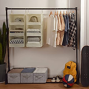 GRANNY SAYS Bundle of 2-Pack Hanging Shelves for Closet & 2-Pack Lidless Storage Bins with Metal Frame