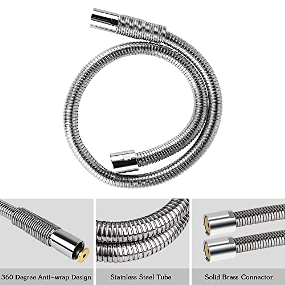 TBER Commercial Pre-rinse Sprayer Hose Replacement Kit for Pre rinse Faucet with 7/8”-20 UN Female Ends, 38” Flexible Stainless Commercial Dish Sprayer Sink Hose