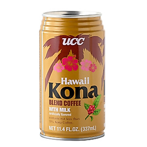 UCC Hawaii Kona Coffee Blend With Milk, Ready To Drink Coffee, Imported from Japan, 11.3 oz (Pack of 24)