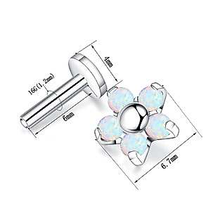 GAGABODY G23 Titanium 16G Cartilage Studs Opla Flower Prong Set Helix Tragus