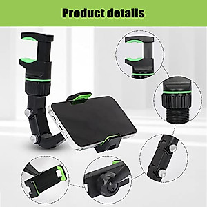 FYY Car Phone Holder Mount, 360°Rotating Rearview Mirror Phone Holder for Car, Multifunctional Phone Mount and GPS Holder, Fixed and Adjusted Cell Phone Automobile Cradles (Black+Green)