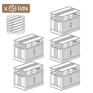 136Gal（543Qt） Stackable Storage Bins Folding Collapsible Storage Bins with Lid, Closet Organizers and Storage, Storage Box with Door Beige 26" W x 17" D x 71" H