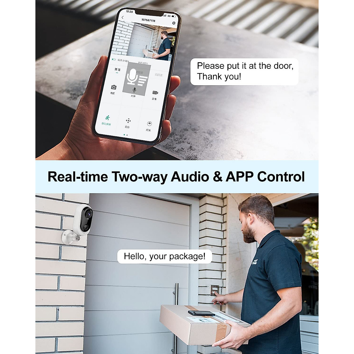 BG ANGEL Security Camera Outdoor, Wireless 1080P Home Surveillance Cameras, WiFi Camera Rechargeable Battery Powered w/Color Night Vision, PIR Motion Detection Sensor, Siren Alarm, 2-Way Audio, IP65