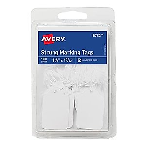Avery White Strung Marking Tags, 1.75 x 1.09 Inches, Pack of 100 (6732)