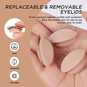 BEYELIAN Lash Mannequin Head, Eyelash Mannequin Head with Eyelids, Lash Extension Training Practice Head, 4 Pairs Removable Eyelids, Soft-Touch, Natural Color Realistic