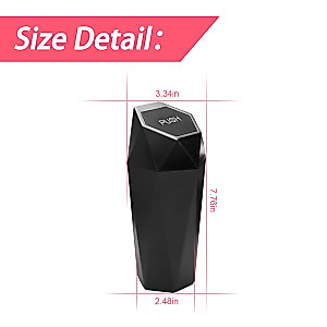 Car Trash Can with Lid, Mini Plastics Portable Auto Garbage Can, Small Leakproof Diamond Design Trash Dustbin, Waterproof Vehicle Rubbish Bins for Automotive Car, Home, Office, Kitchen (Black,1)