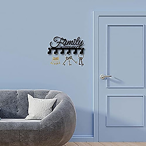 GORGECRAFT Key Holder Cast Iron Wall Hanger Coat Rack Wall Mounted Family Home Decorative with 6 Hooks for Jewelry Keys Hat Backpack Clothes Pet Leash Umbrella Organizer, Black