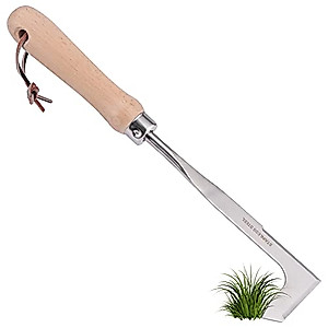 QWLWBU Crack Weeder,Crevice Weeding Tool,Manual Weeder,Stainless Steel Crevice Weeding Tool,L-Shape Blade,Beige Handle for Garden,Yard and Driveway(Size:12.6inch)