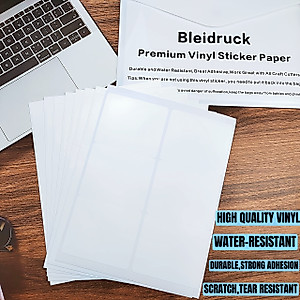 4 x 3-1/3 inch Glossy White Waterproof Wine Bottle Labels, 120 Labels Printable Blank Rectangle Labels,Oil-Resistant Rectangle Vinyl Wine Labels for Inkjet/Laser Printer