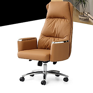 Ergonomic Office Chair, Executive Office Chair Leather Computer Office Ergonomic Recliner Lift Swivel Chair (Color : Green)