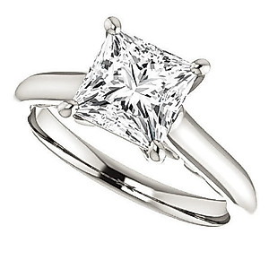 10K Solid White Gold Handmade Engagement Rings 2.0 CT Princess Cut Moissanite Diamond Solitaire Wedding/Bridal Ring Set for Women/Her Propose Ring (8)