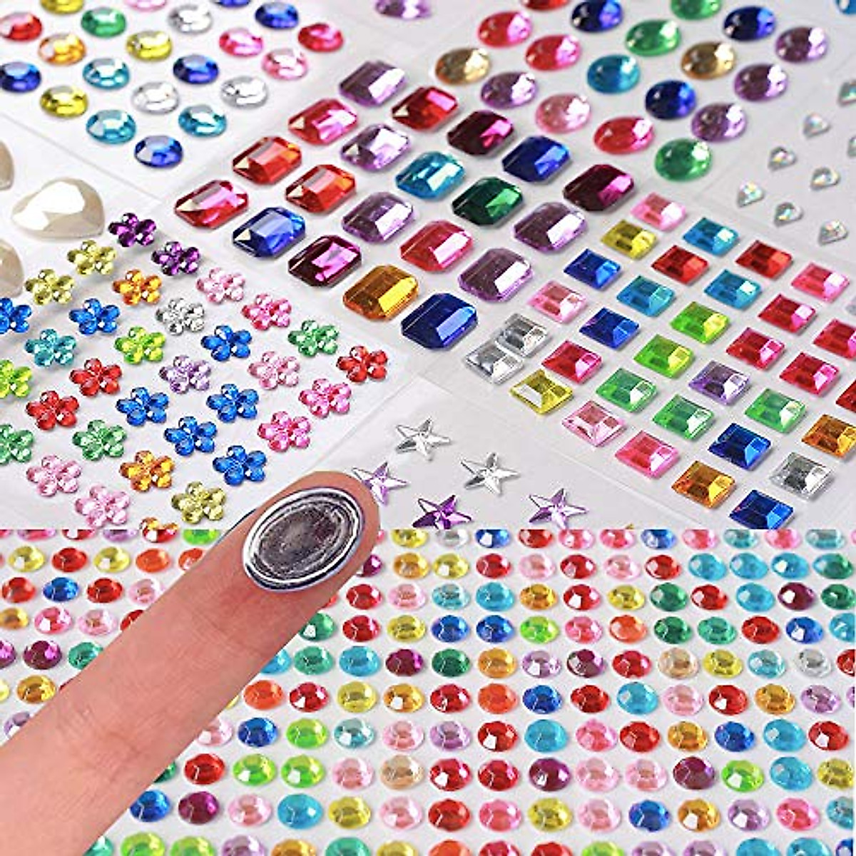 2200+ Gem Stickers for Crafts | Glitter & Rhinestone Self-Adhesive Jewels